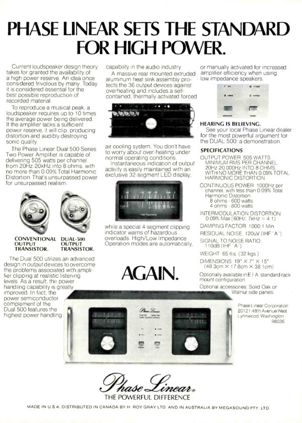 Phase Linear 700 Power Amplifier - Hi-Fi Hall of Fame